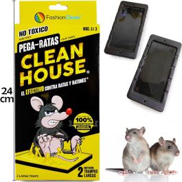 Caja 2 Trampas Raton No Toxicas Profesionales Negras Rectangulares grandes