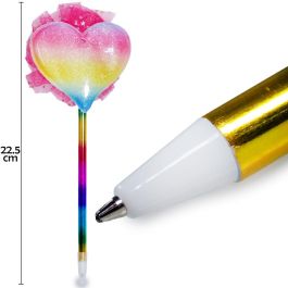 Pluma Escolar Tinta Negra Forro Metalizado Arcoiris | 12 Unidades | Modelo