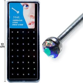Aretes Con 40 Piercing Rectos Incrustacion Colores | 1 Estuche | Modelo