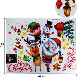 Sticker Navideño Jumbo Para Ventana Estampado Santa Y Amigos Matte