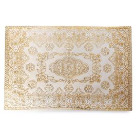 Mantel Decorativo Grande Rectangular Grabado Blanco Con Dorado Modelos