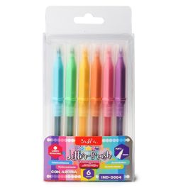 Estuche 6 Marcadores INDRA RAINBOW Escolares Hexagonales Punta Pincel