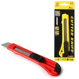 Cutter Sencillo HSZY clásico Metal Mango Plástico Rojo Amarillo | 10