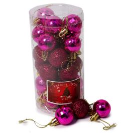 Esferas Navideñas Mini De Color Rosa Modelos Metalizados Y Brillos De