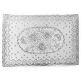 Mantel Decorativo Grande Rectangular Grabado Blanco Con Plateado Modelos
