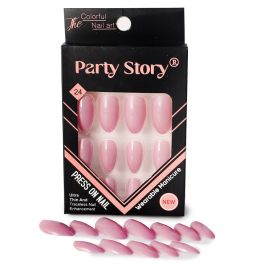 Uñas Postizas Cortas De Punta Ovalada Varios Colores Caja Negra De 10