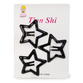 Cucas De metal En Color Negro Figura Estrella En Blíster Blanco 3 ...